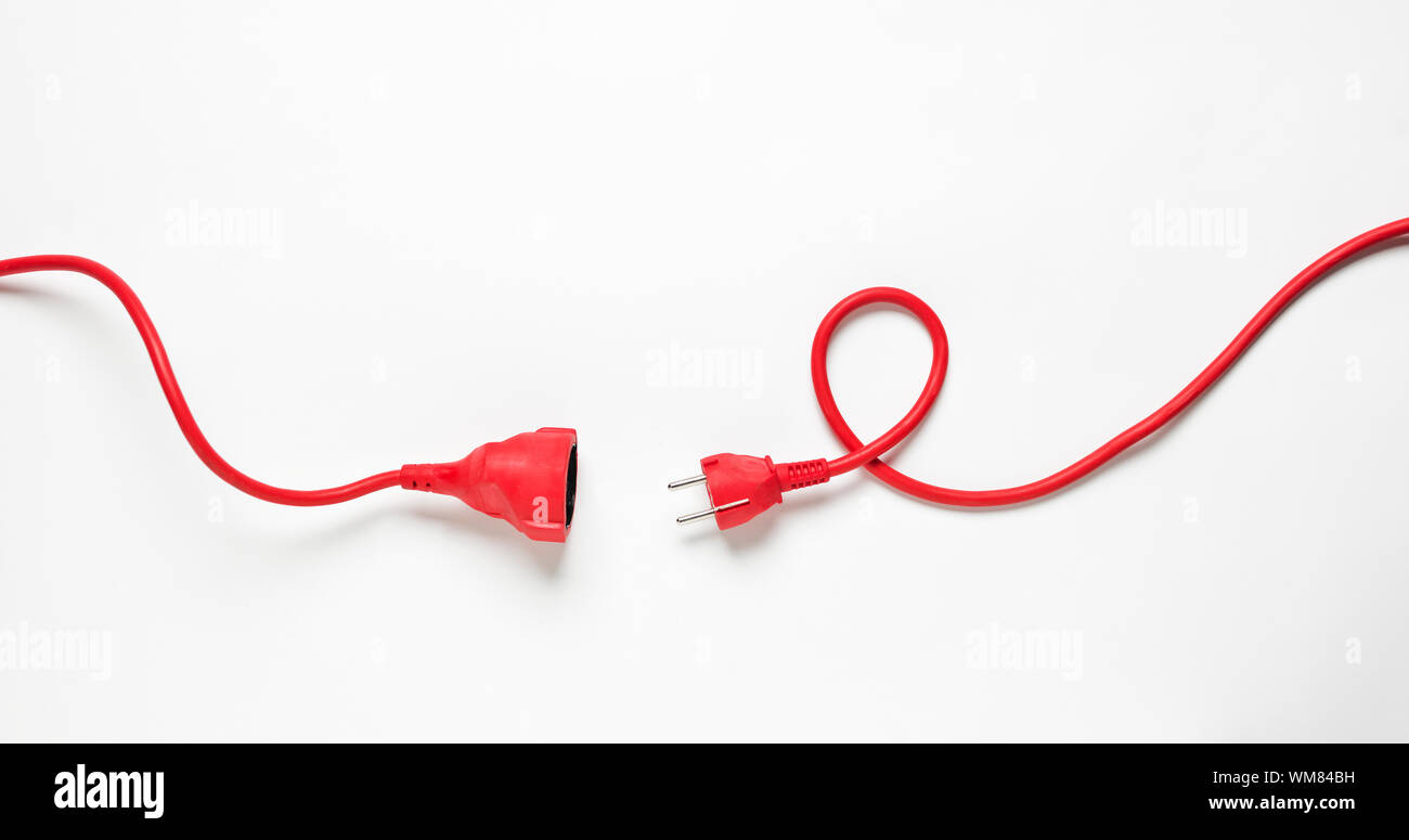 Red Power Cable isolated on white background Stock Photo - Alamy