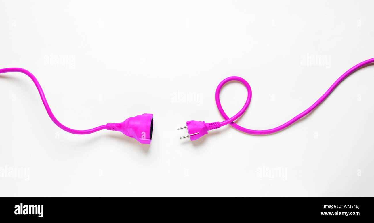 Pink Power Cable isolated on white background Stock Photo - Alamy