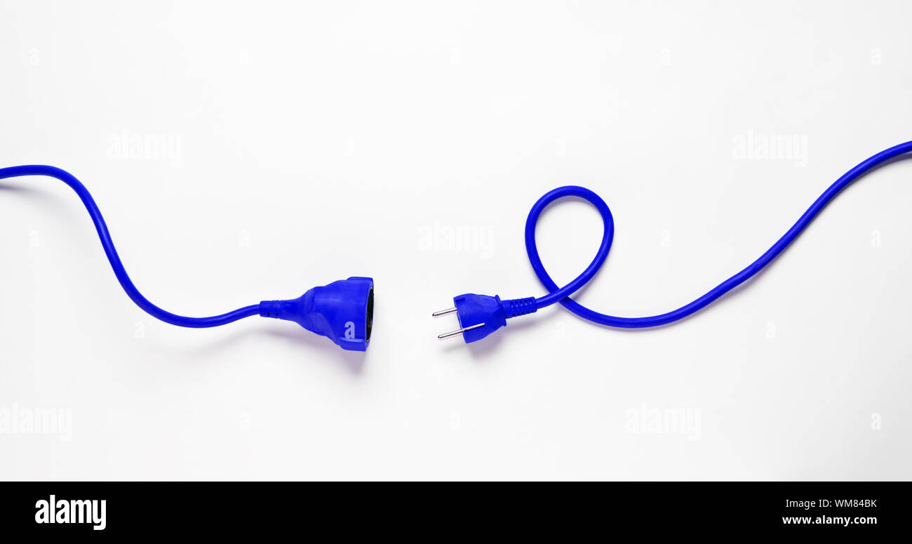 Blue Power Cable isolated on white background Stock Photo - Alamy