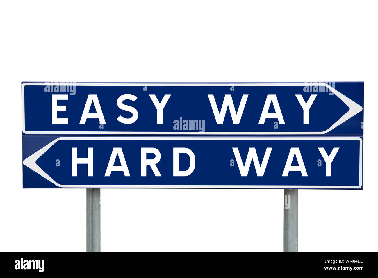 The easy or the hard way choise on Road Signs isolated Stock Photo - Alamy