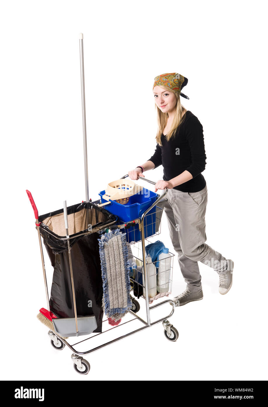 Cleaning lady cart Cut Out Stock Images & Pictures - Alamy