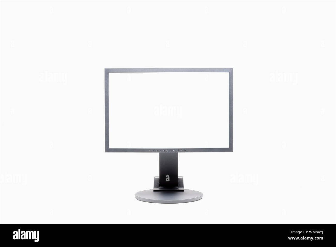 frontal view of lcd (liquid crystal) computer monitor isolated on white ...