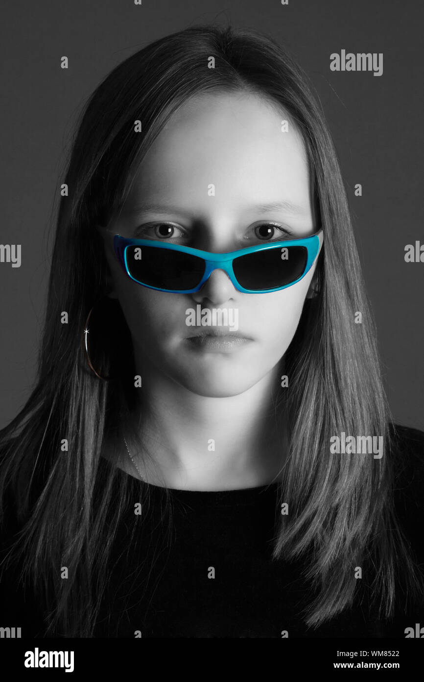studio portrait of a pretty, eleven years old girl Stock Photo - Alamy