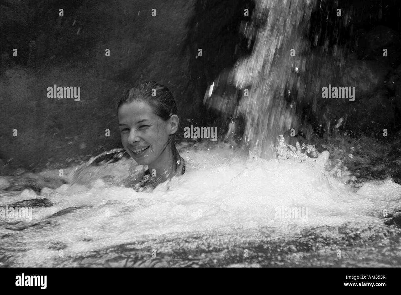 Woman Waterfall Under High Resolution Stock Photography and Images - Alamy