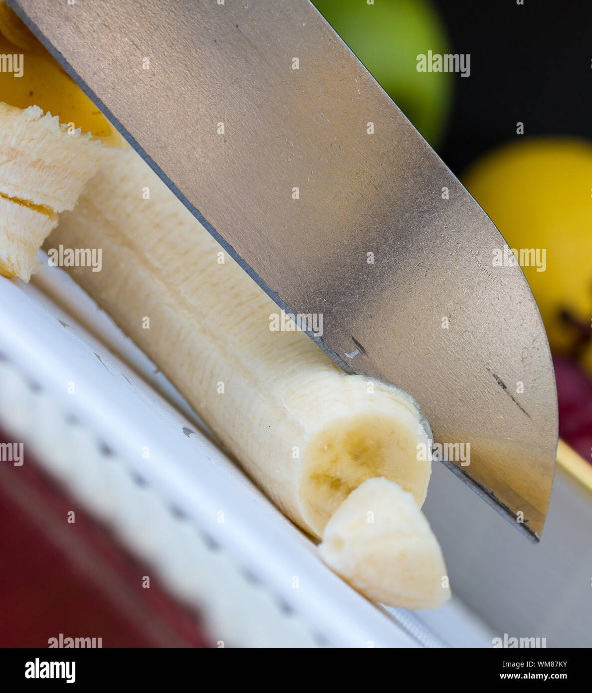 Chopping Banana Showing Fruit Skin And Tropical Stock Photo - Alamy
