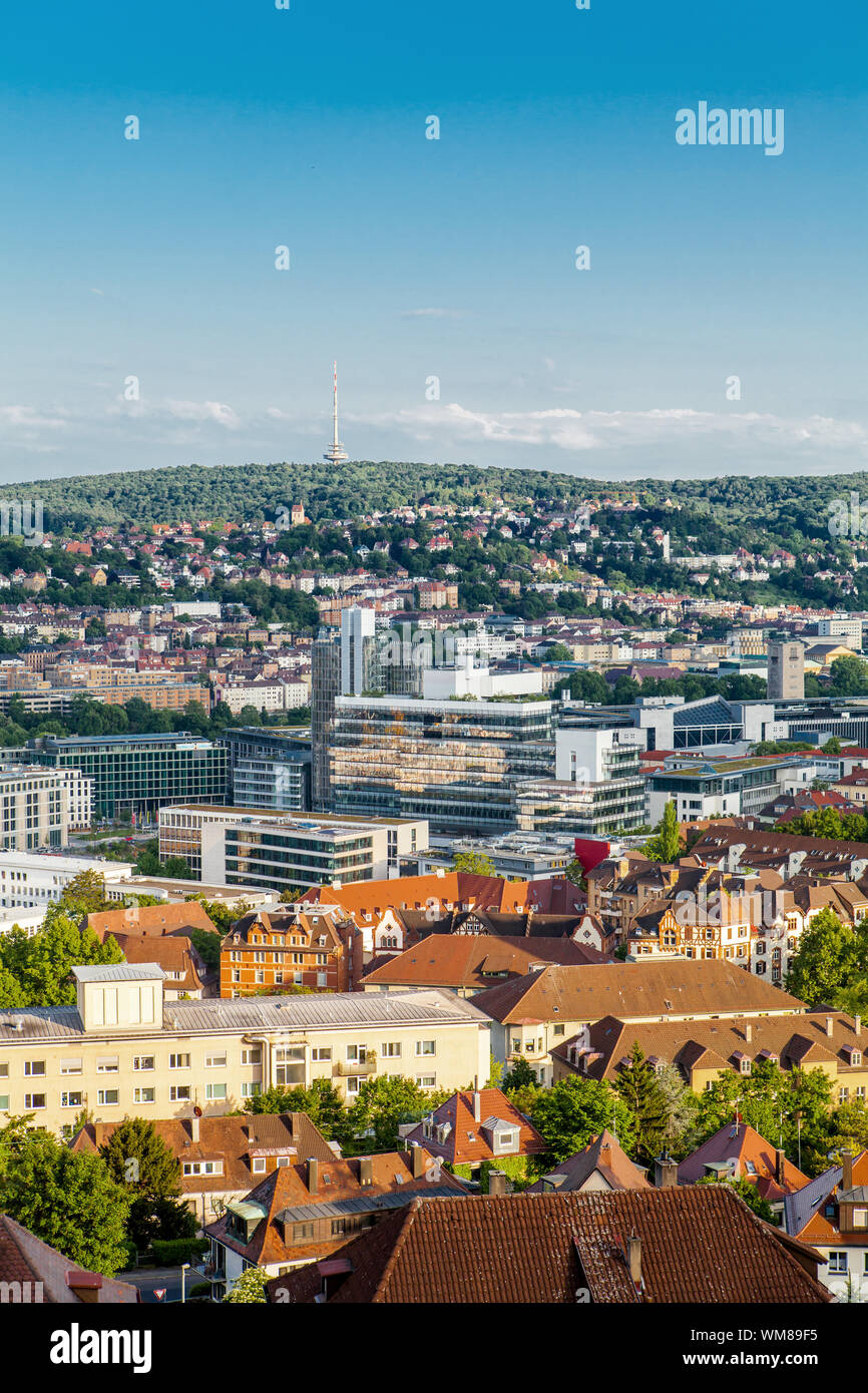 Scenic rooftop view of Stuttgart, Germany showing modern high-rise ...