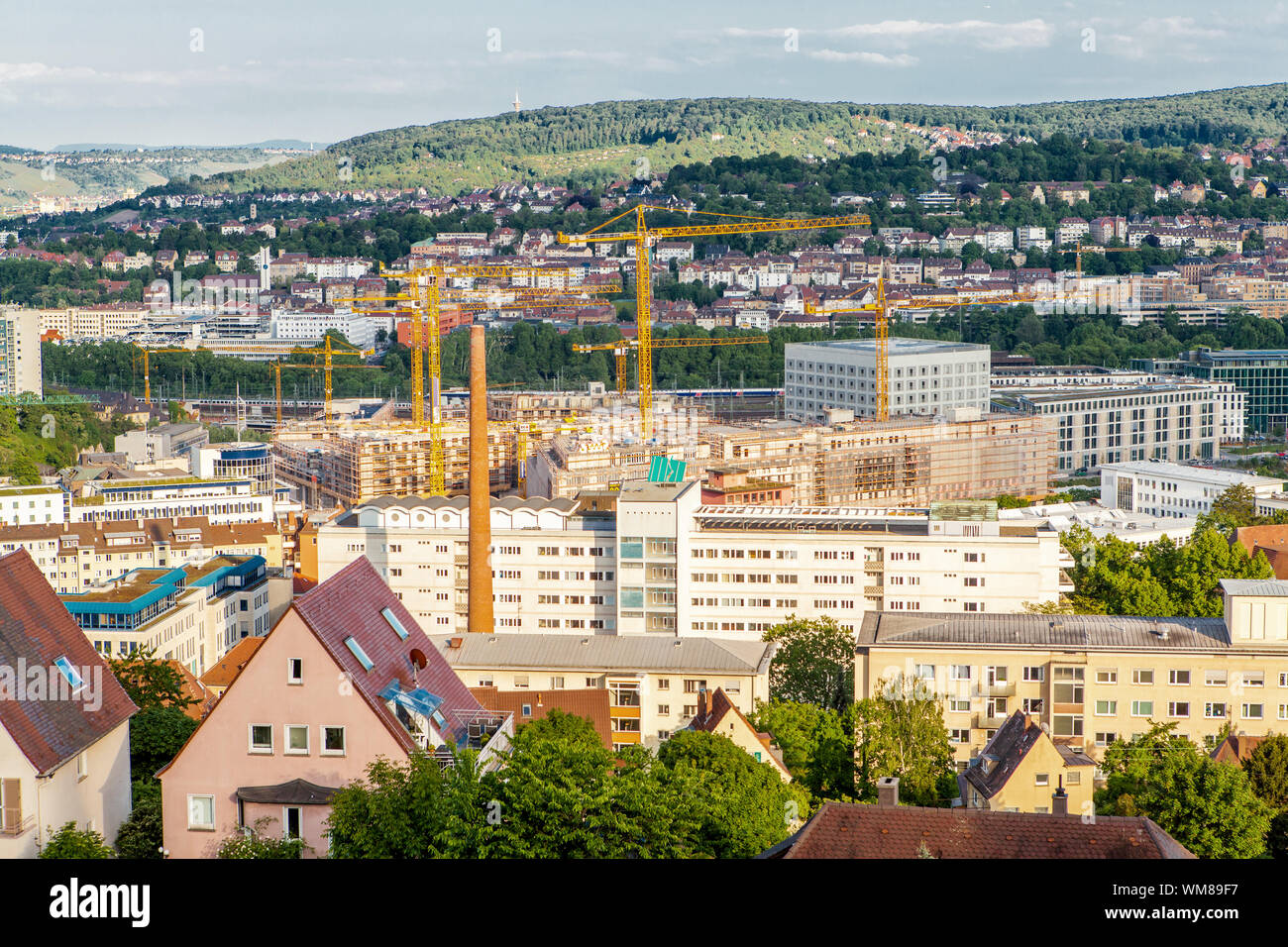 Scenic rooftop view of Stuttgart, Germany showing modern high-rise ...