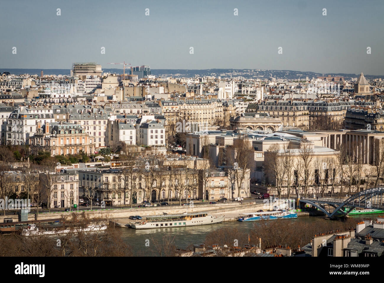 View over the rooftops of Paris, France with its streets of historical ...