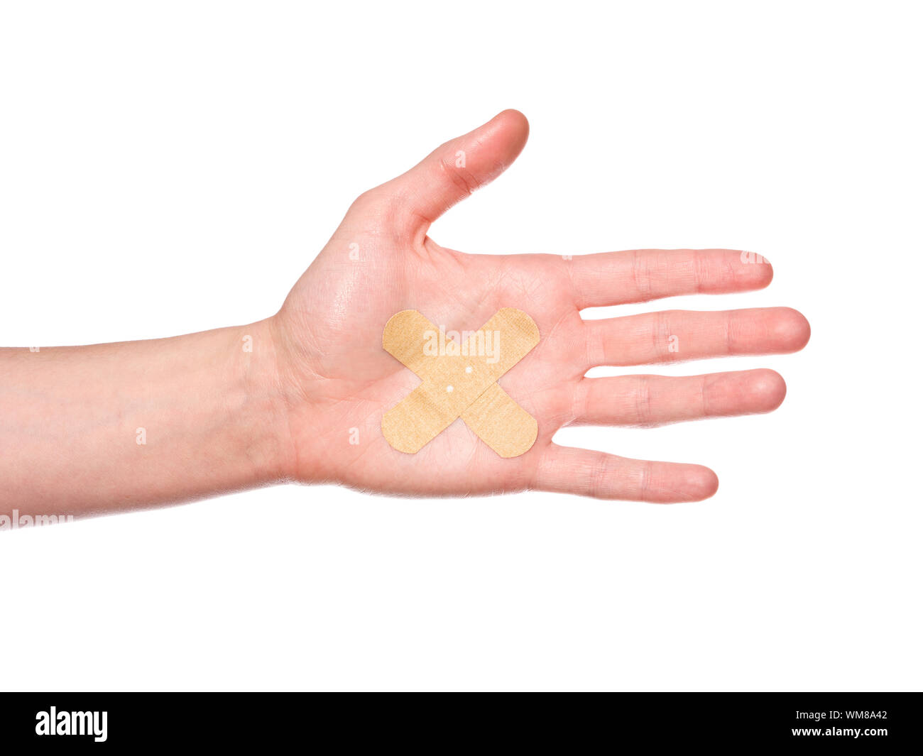 Hand with bandaid isolated on a w hite background Stock Photo - Alamy