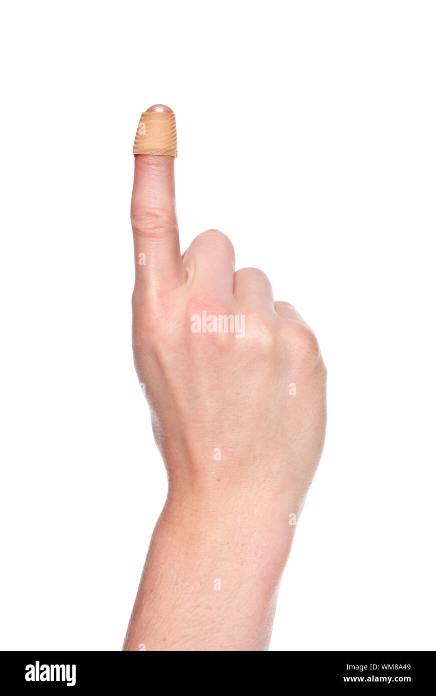Hand with bandaid isolated on a w hite background Stock Photo - Alamy