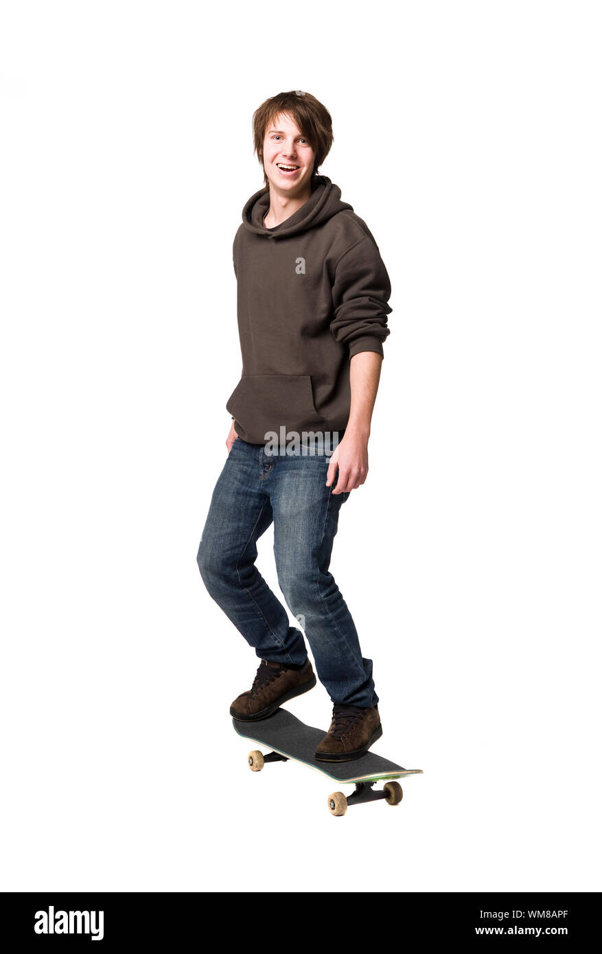 Happy man on skateboard Stock Photo - Alamy