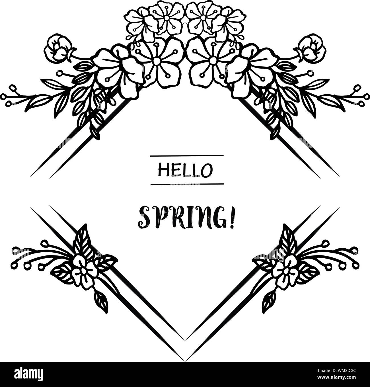 Spring Flower Border Black And White