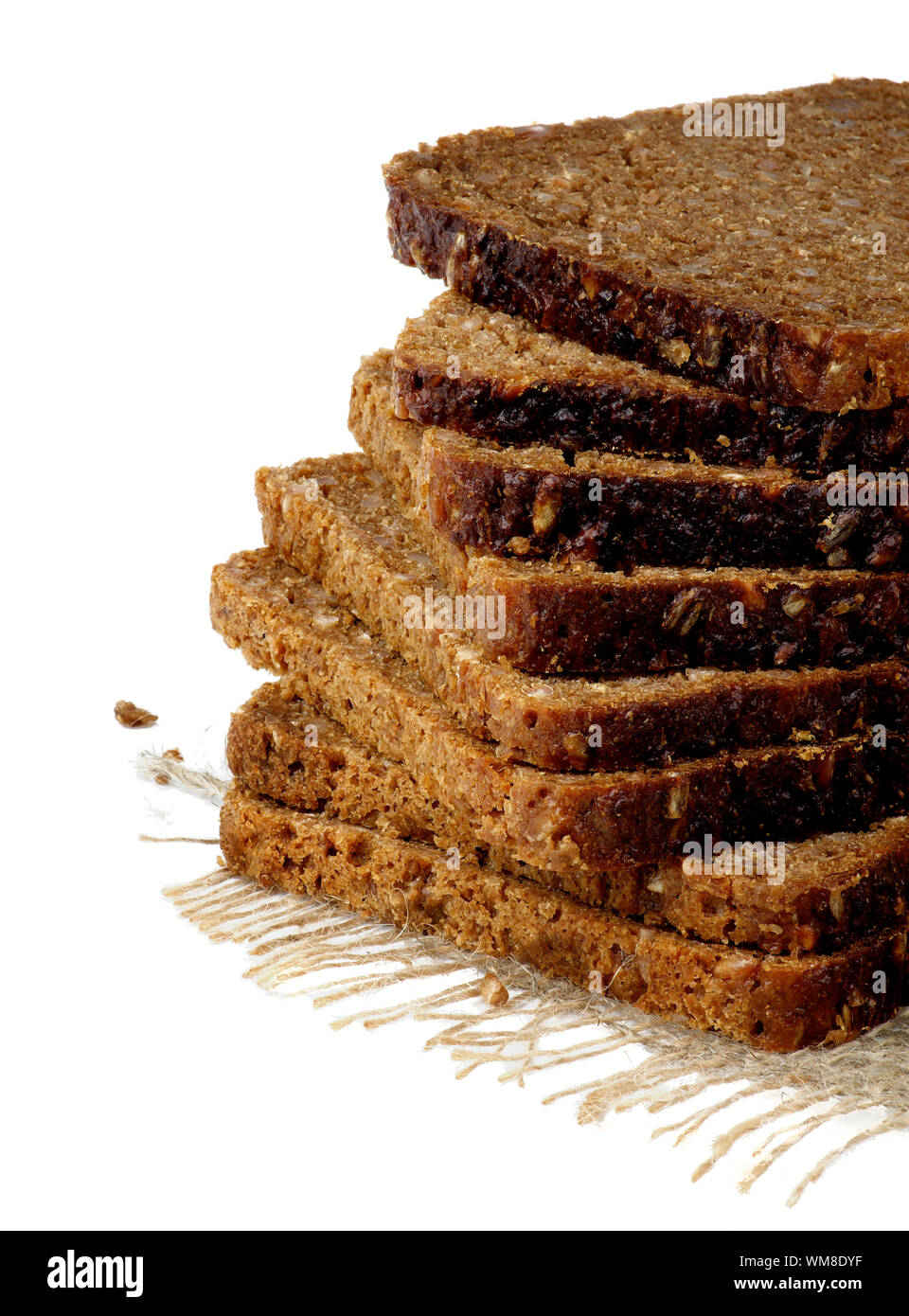 Stack of Sliced Multigrain Bread isolated on white background Stock ...