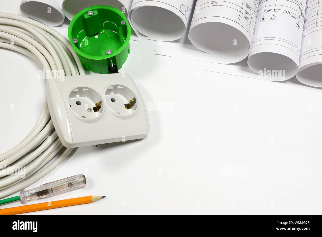 Power socket on blueprint hi-res stock photography and images - Alamy