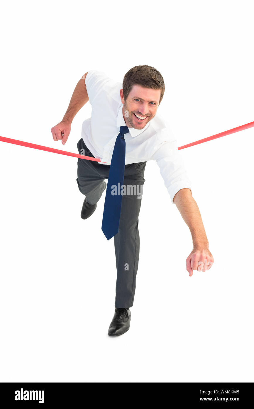 Winner crossing finish line of race Cut Out Stock Images & Pictures - Alamy