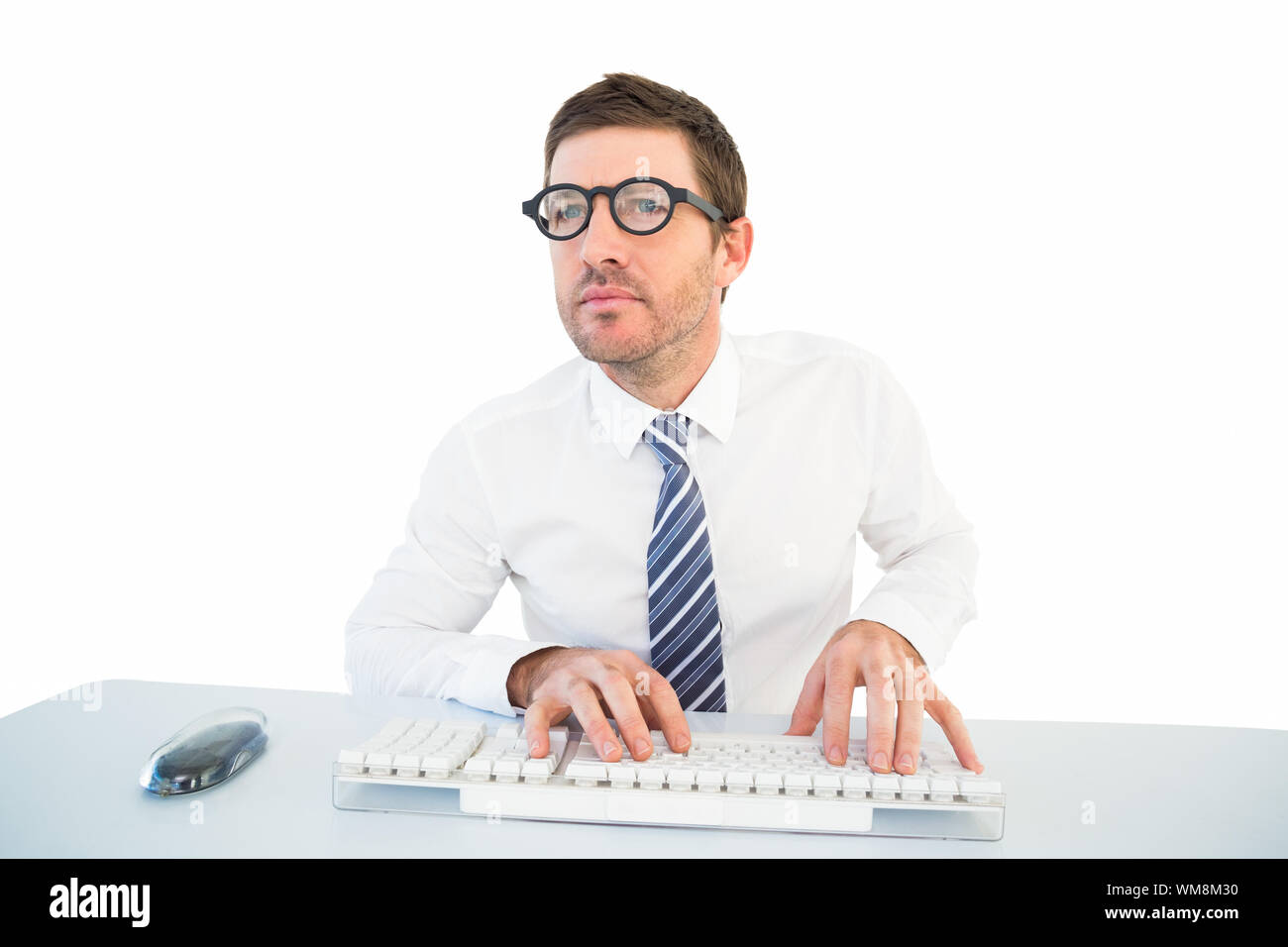 Nerd typing on keyboard hi-res stock photography and images - Alamy