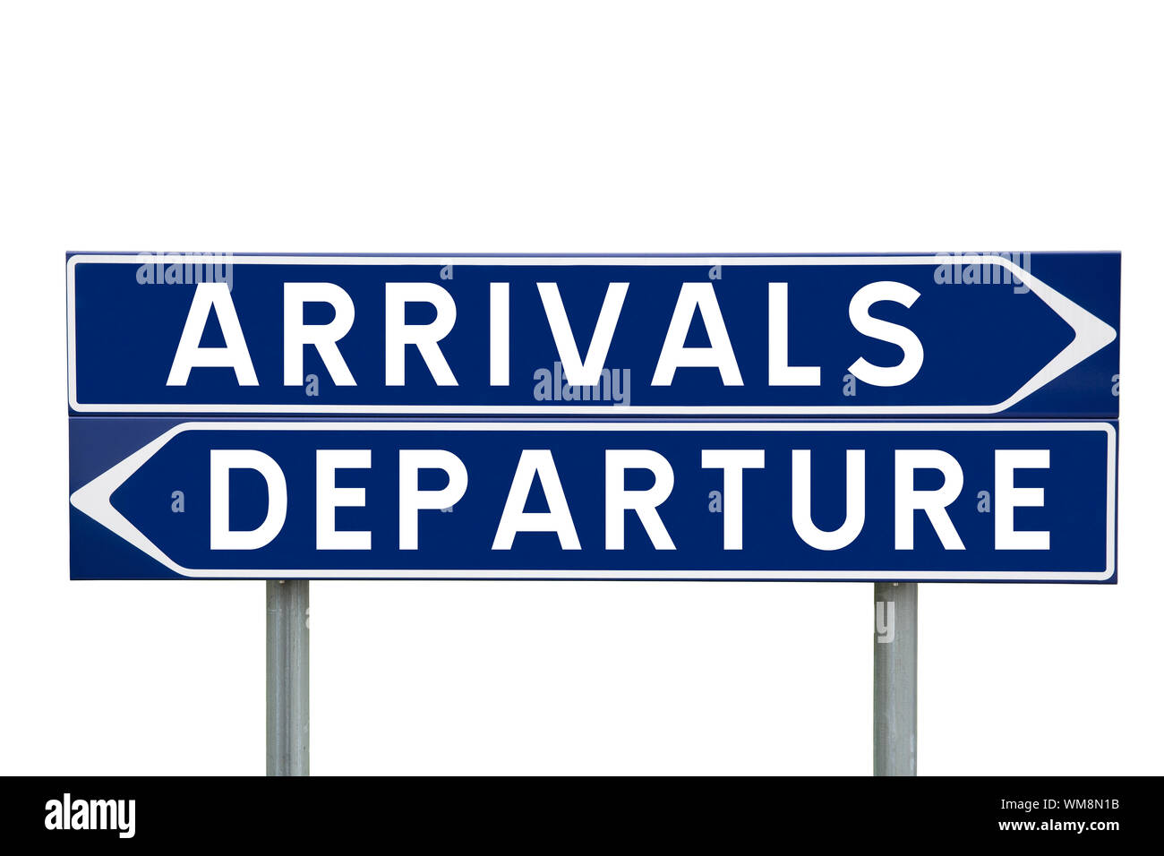 Blue Direction Signs with choice between arrivals or departures ...
