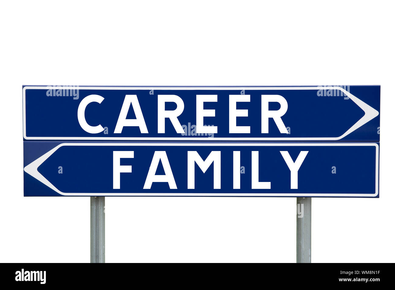 Blue Direction Signs with choice between career or family isolated on ...