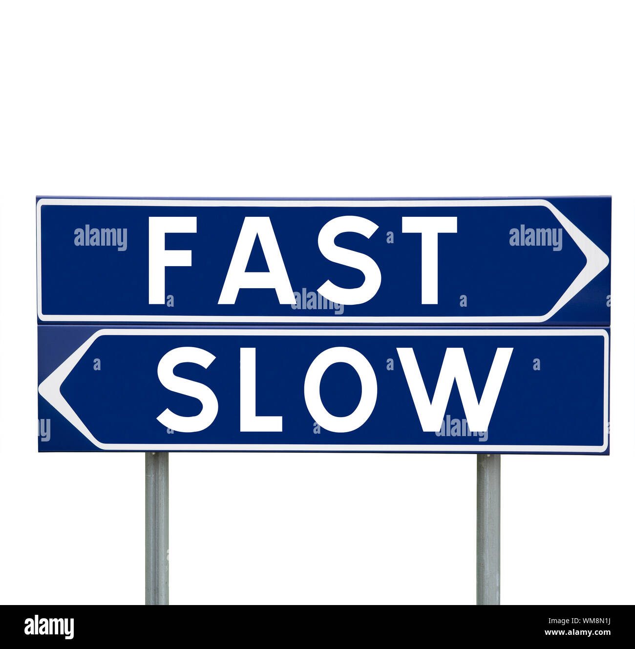 Blue Direction Signs with choice between Fast or Slow isolated on white ...