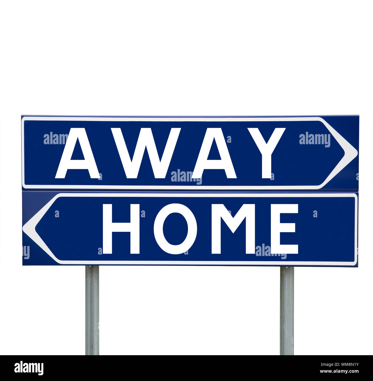 Blue Direction Signs with choice between Home or away isolated on white ...