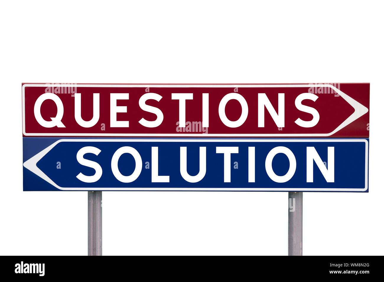 Direction Signs with choice between Questions or Solution isolated on ...