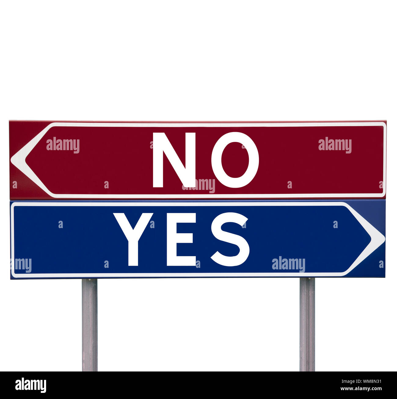 Direction Signs with choice between Yes or No isolated on white ...