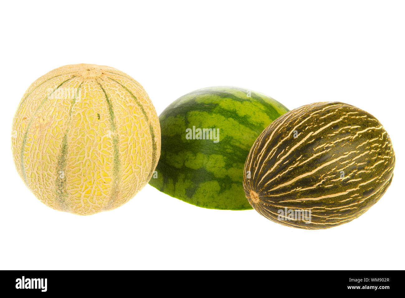 Two various melons isolated over white background Stock Photo - Alamy