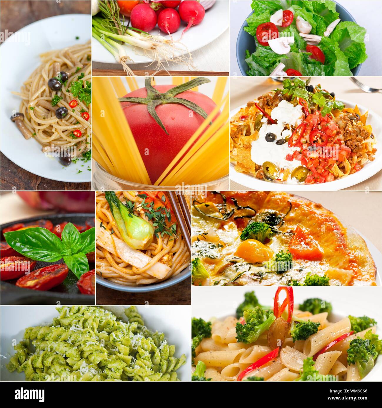 healthy Vegetarian vegan food collage nested on white frame Stock Photo ...