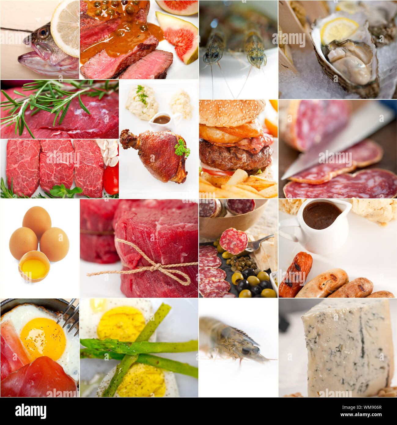 high protein food collection collage nested on white frame Stock Photo ...