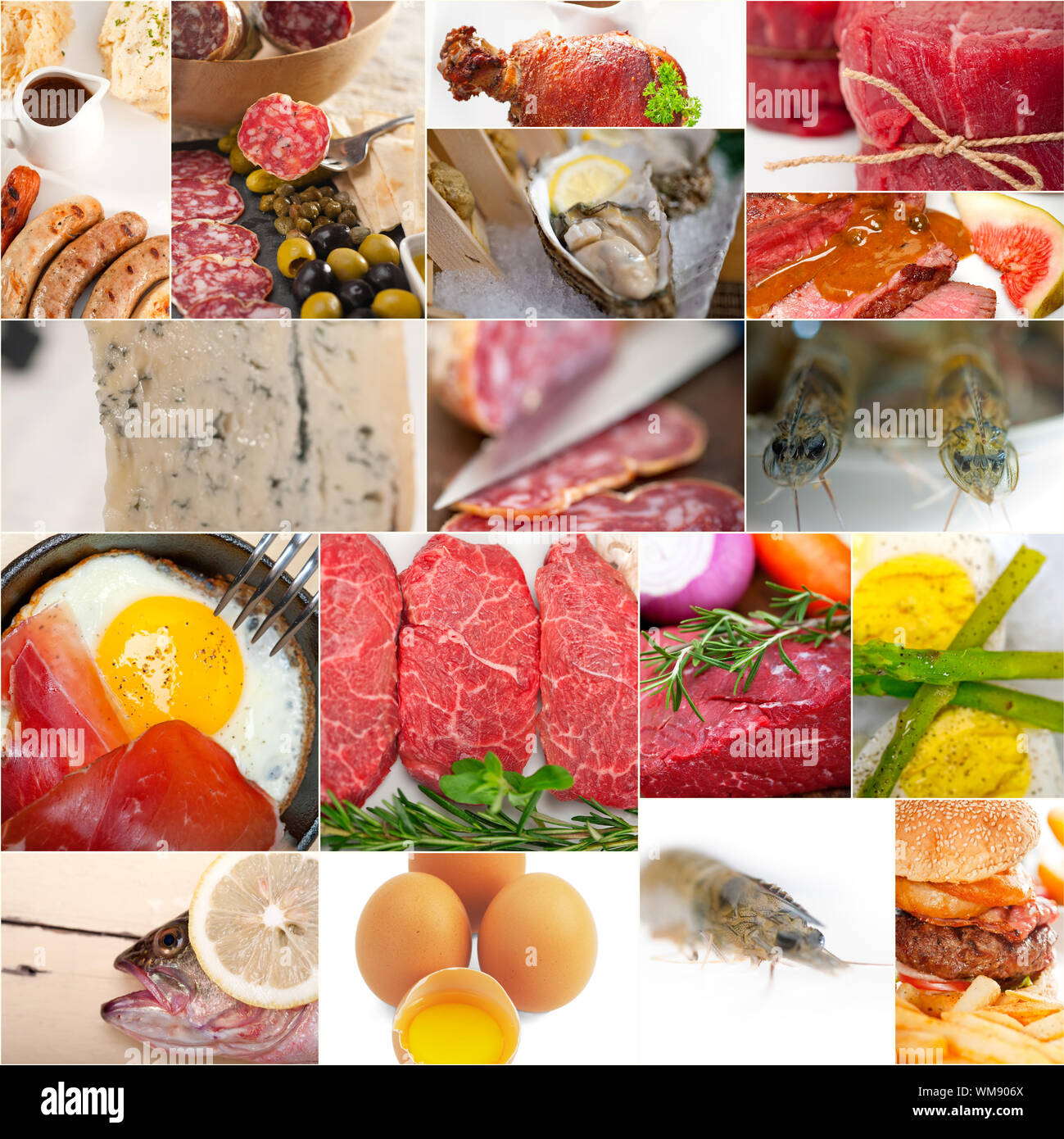 high protein food collection collage nested on white frame Stock Photo ...