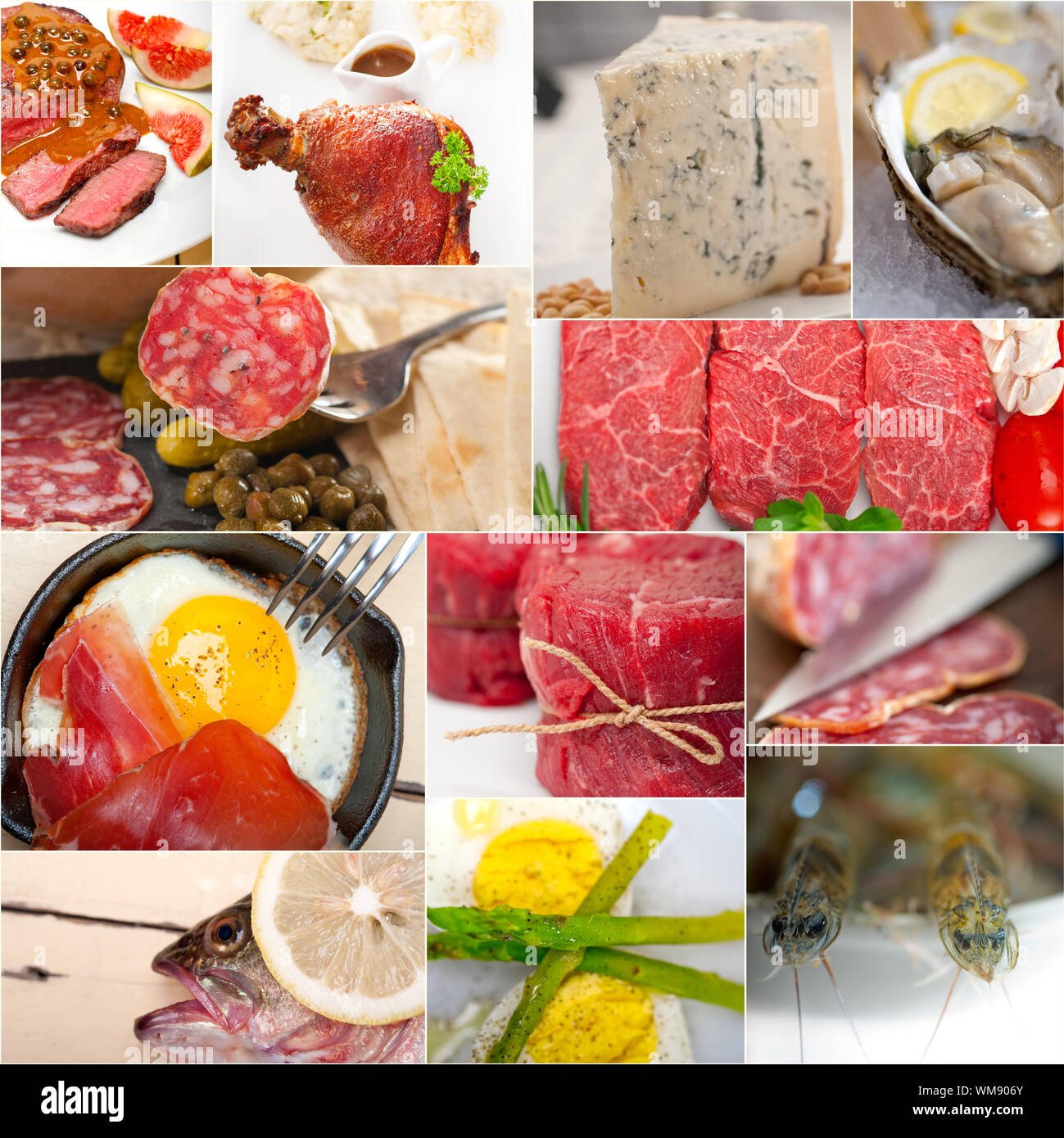 High protein food collection collage hi-res stock photography and ...