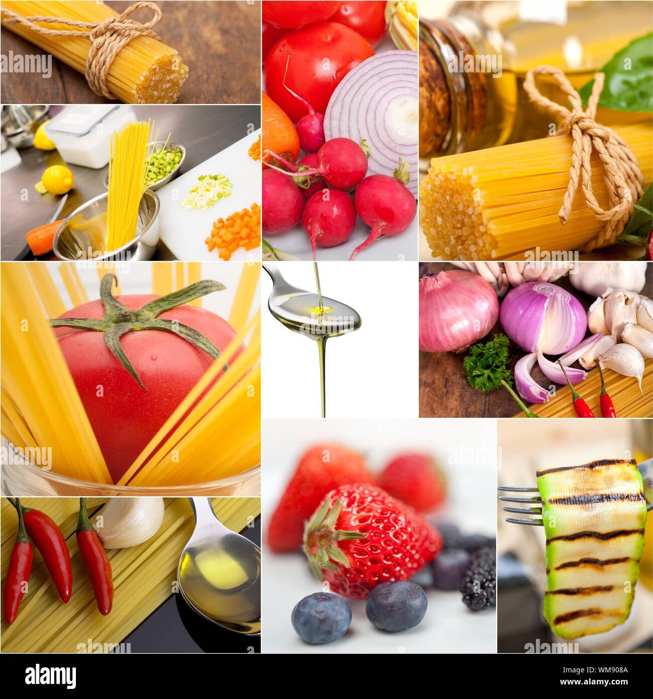 healthy Vegetarian vegan food collage nested on white frame Stock Photo ...