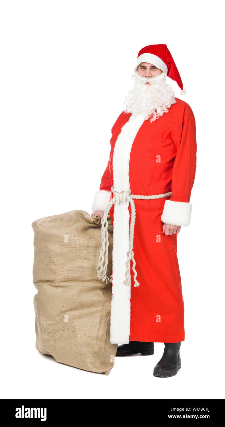Santa claus with a sack og gifts isolated on a white background Stock ...
