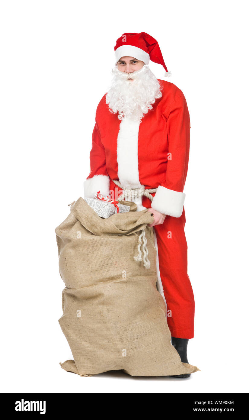 Santa claus with a sack og gifts isolated on a white background Stock ...