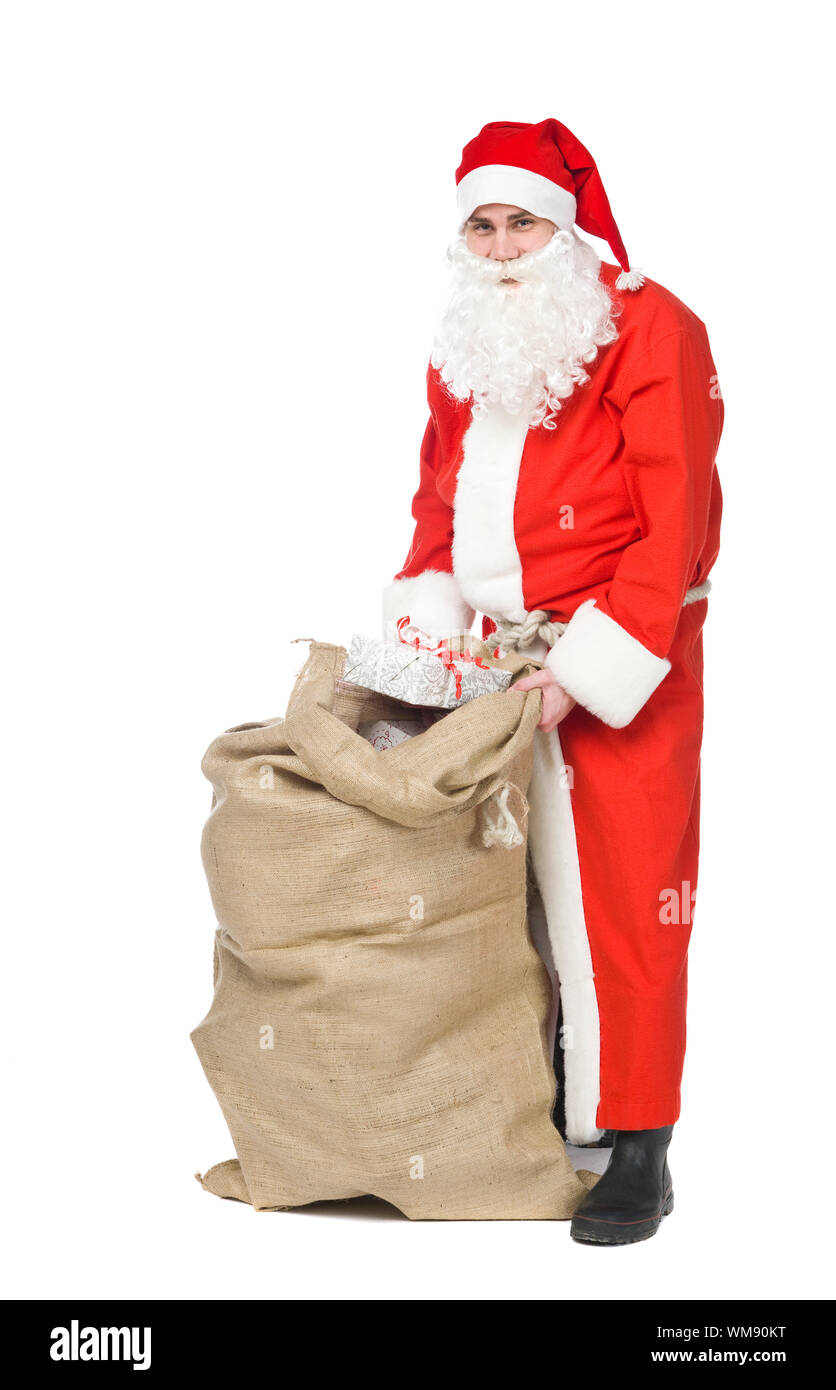Santa claus with a sack og gifts isolated on a white background Stock ...