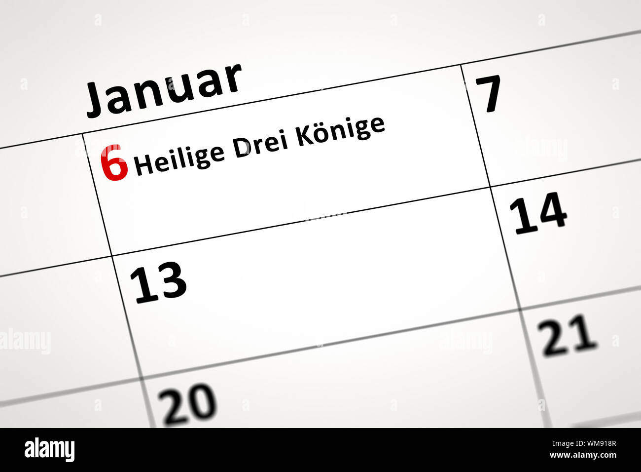 6th january calendar hi-res stock photography and images - Alamy