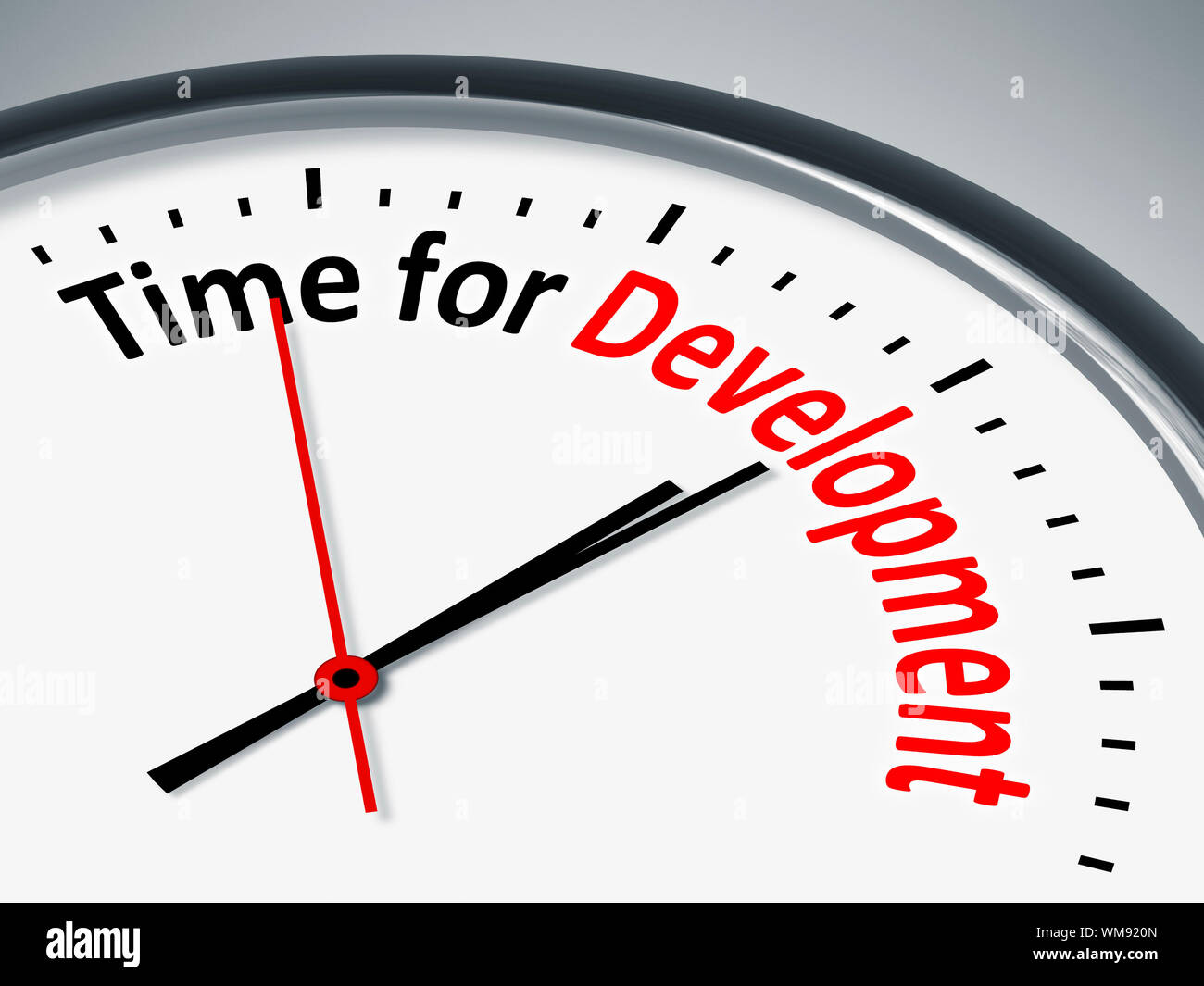 An illustration of a clock with the words Time for Development Stock ...
