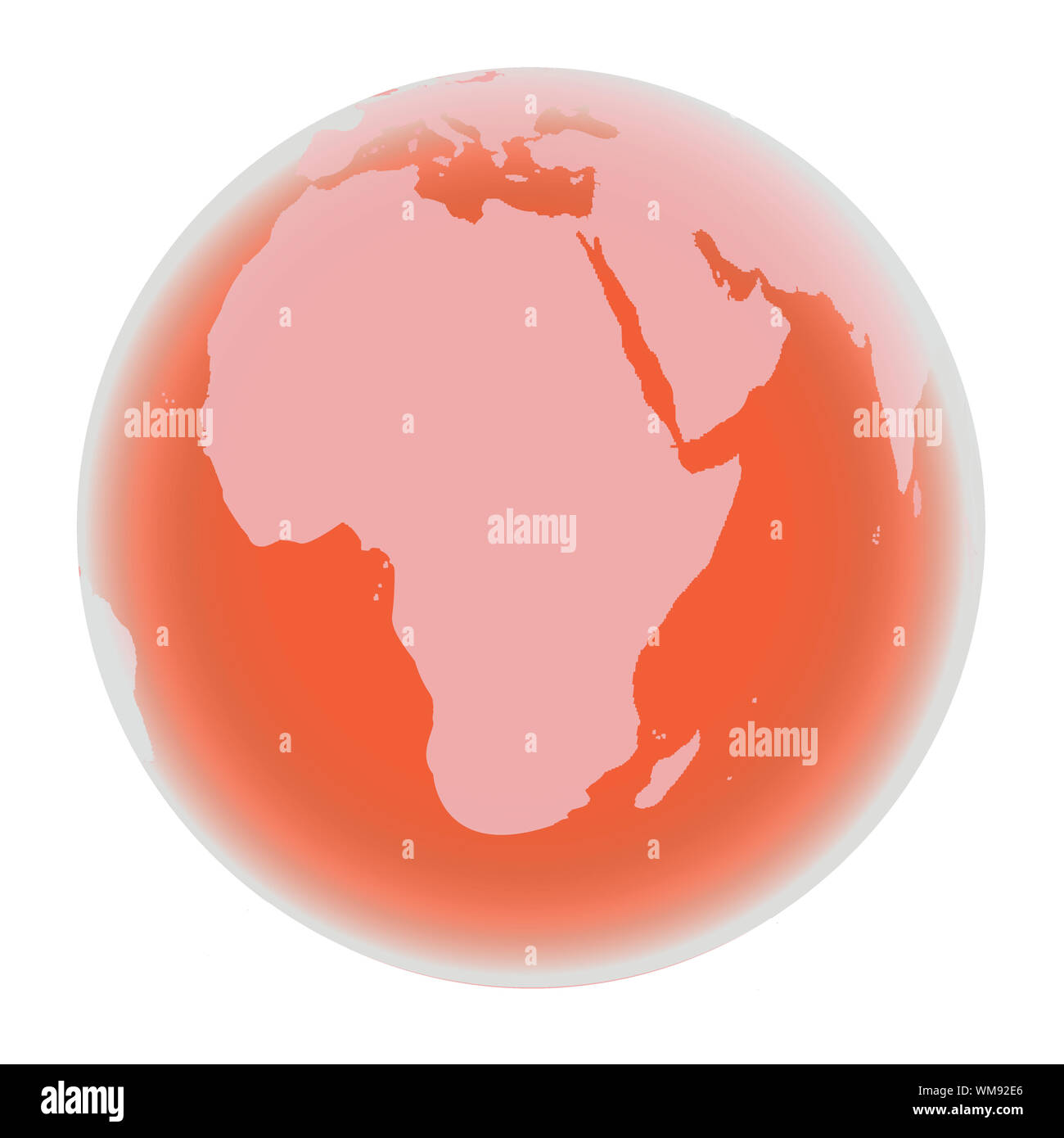 Planet Earth in bright red tones, isolated on white background Stock ...