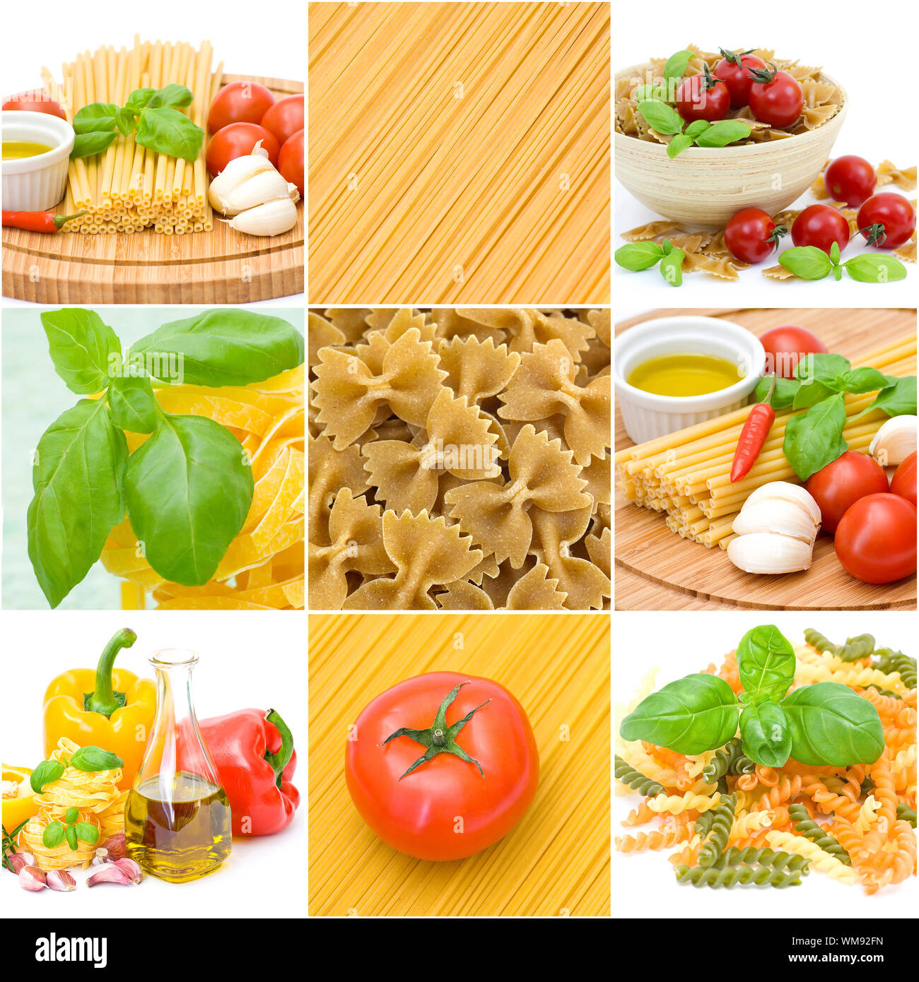 pasta collage made from nine photographs Stock Photo - Alamy
