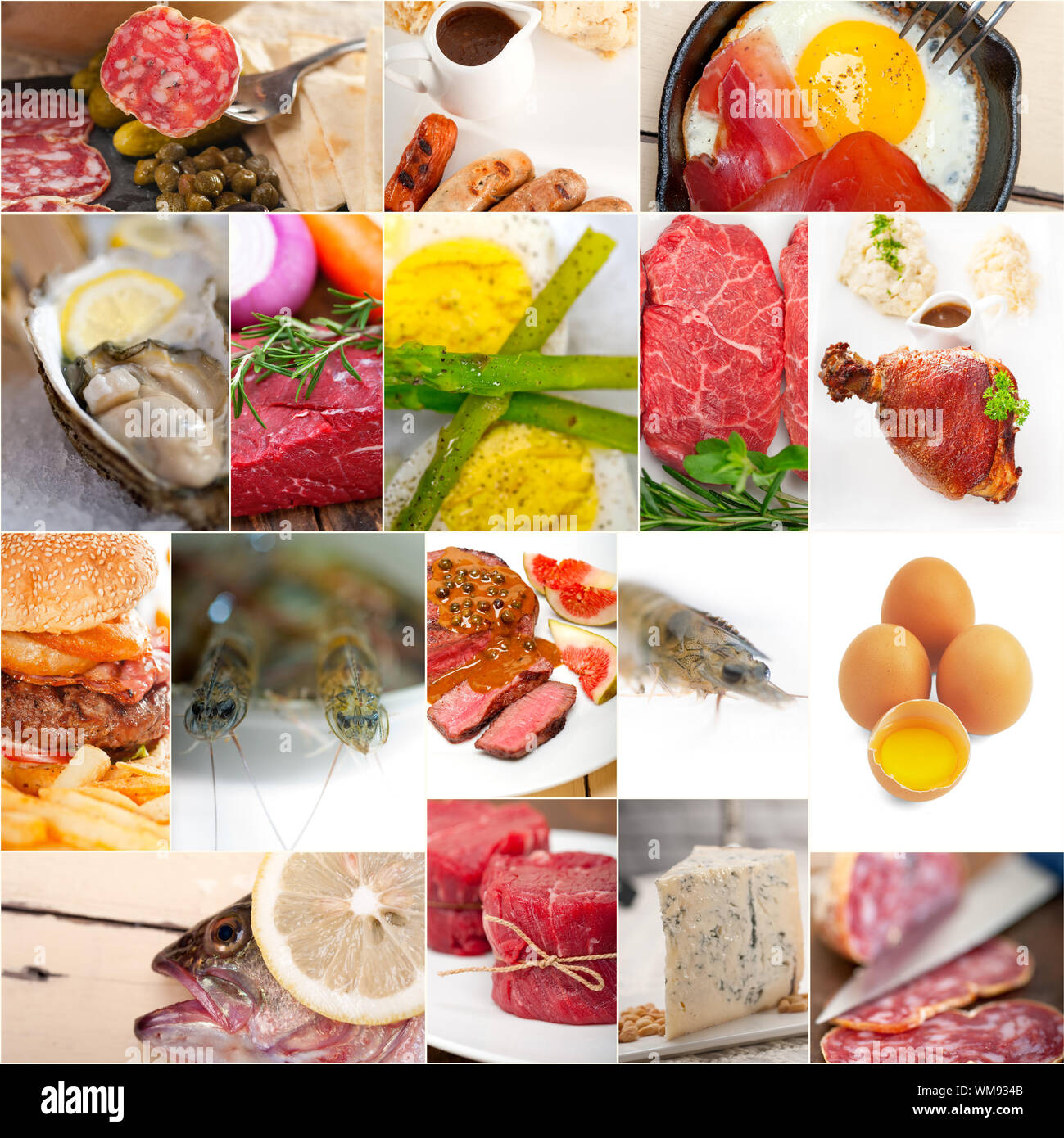 high protein food collection collage nested on white frame Stock Photo ...