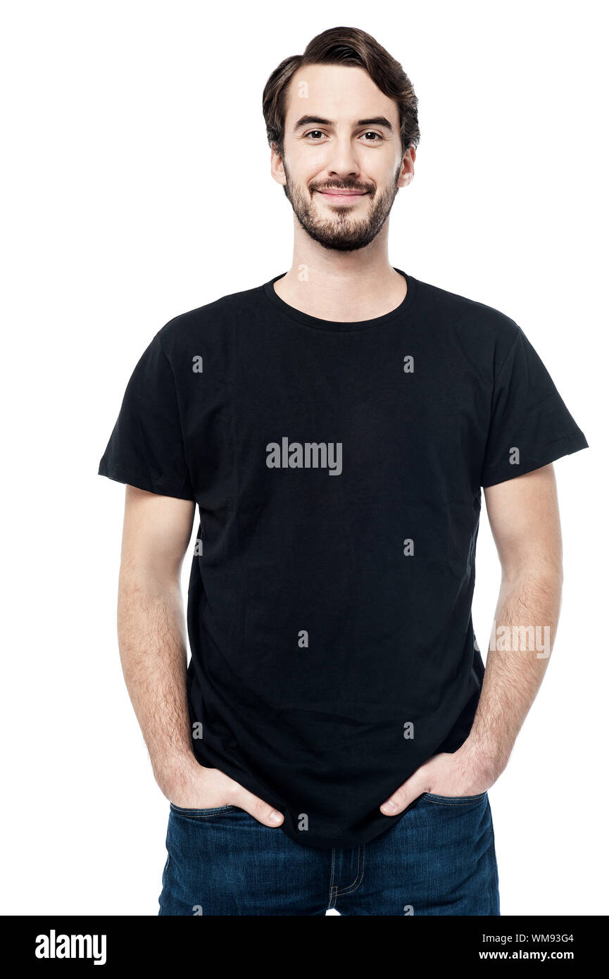 Casual man posing casually over white Stock Photo - Alamy