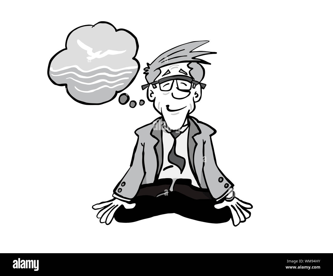 Character Bertrand sitting in Lotus position and meditating Stock Photo ...