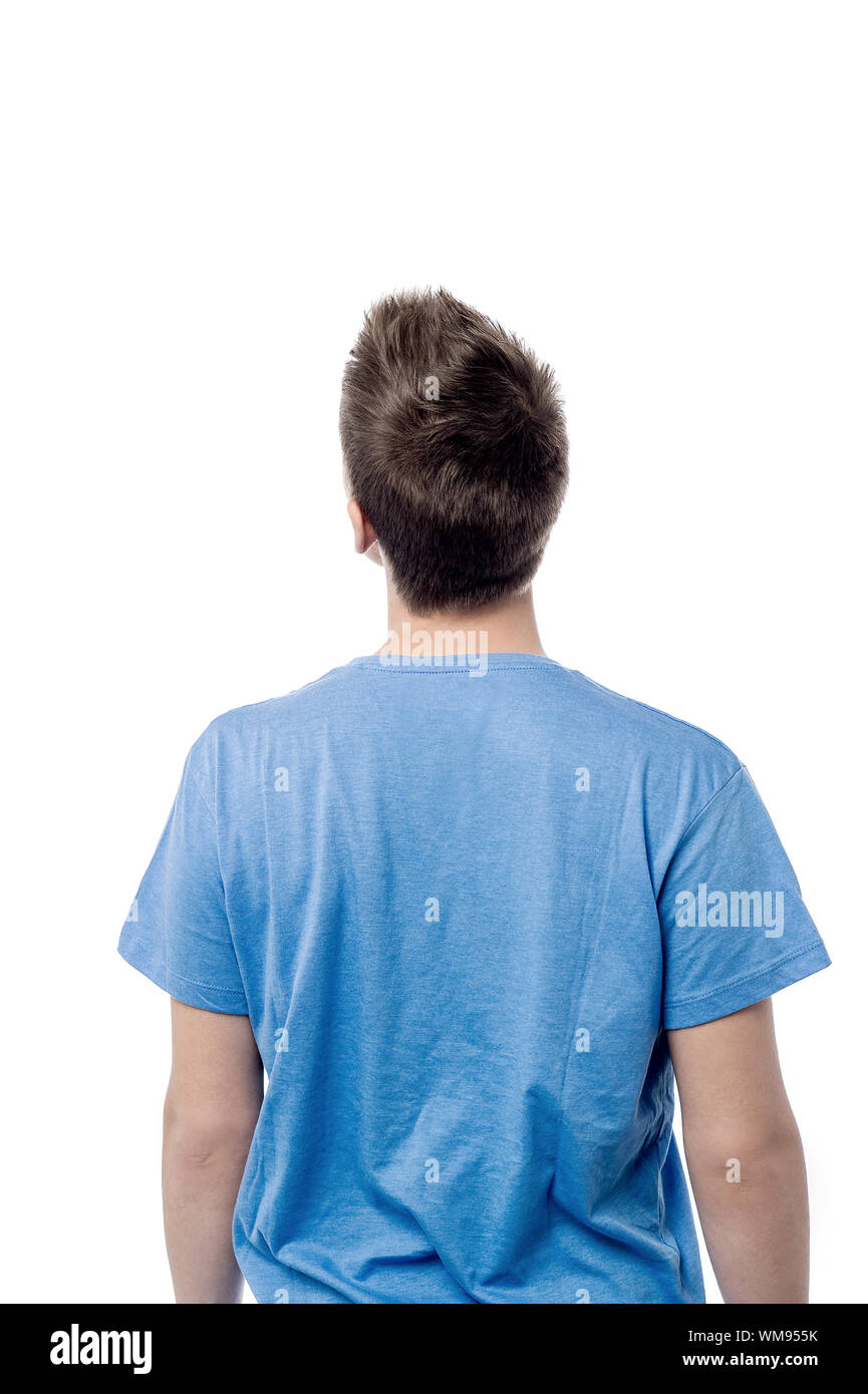 Casual man from back, looking up something Stock Photo - Alamy