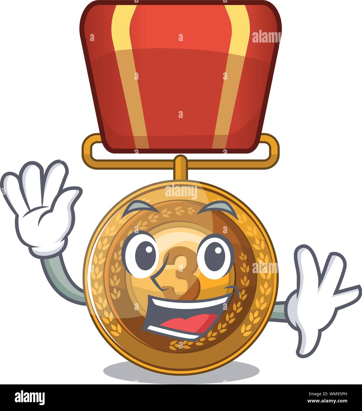 Waving bronze medal cartoon in character cupboard Stock Vector Image ...