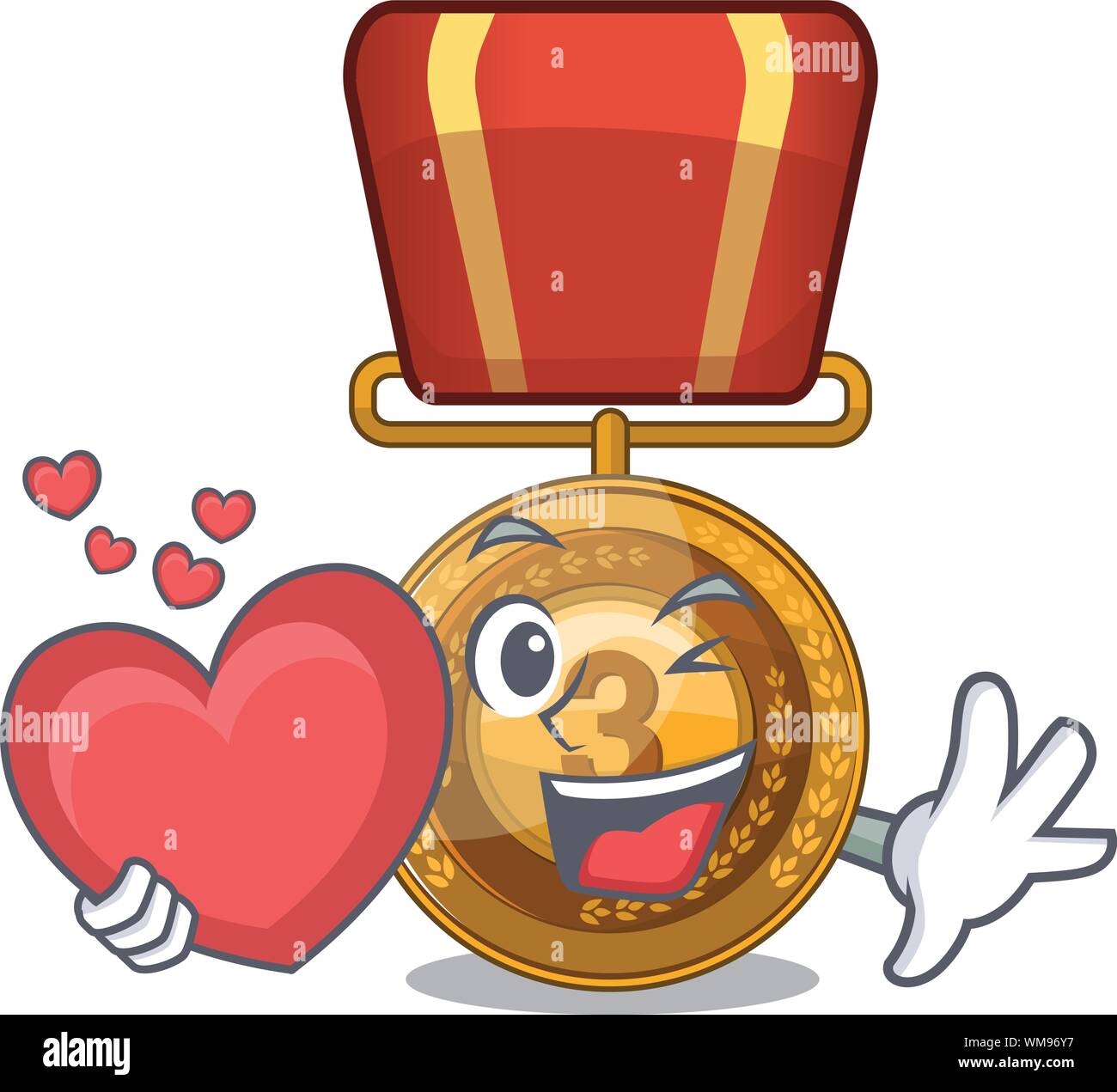 With heart bronze medal with the cartoon shape Stock Vector Image & Art ...