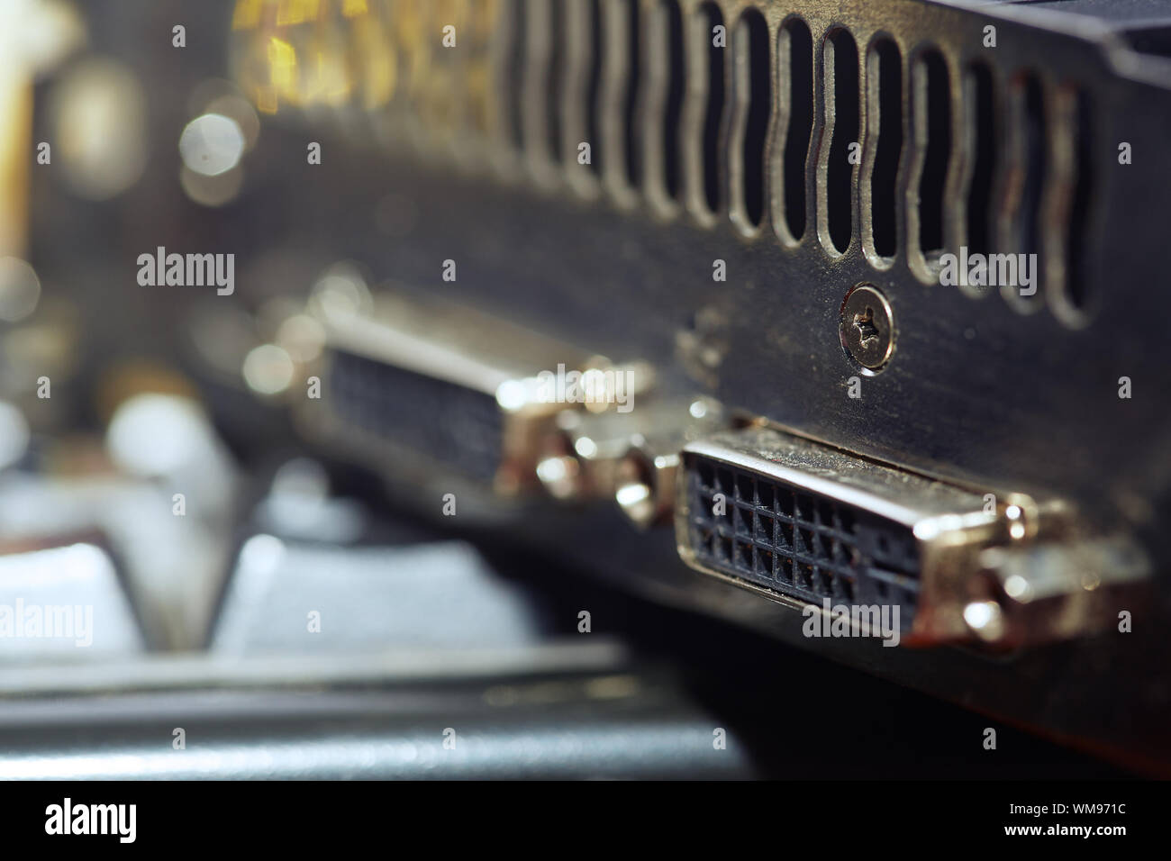 Close-up view of computer graphic card. Horizontal photo Stock Photo ...