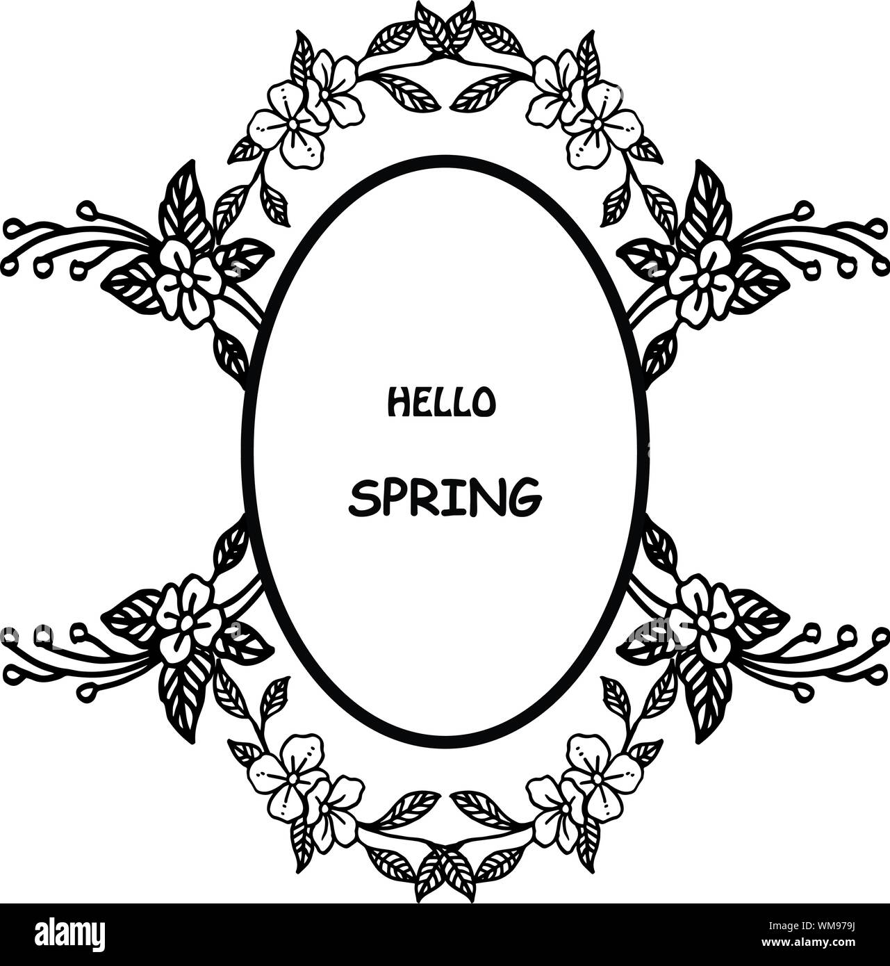 Various shape of hello spring background, with simple foliage flower ...