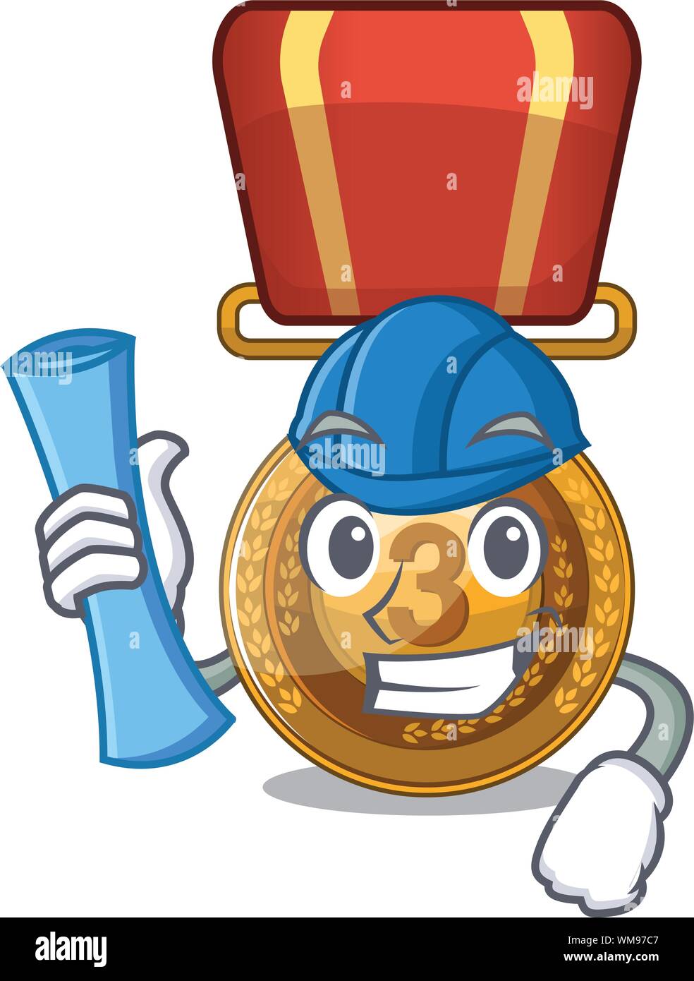 Architect bronze medal cartoon in character cupboard Stock Vector Image ...