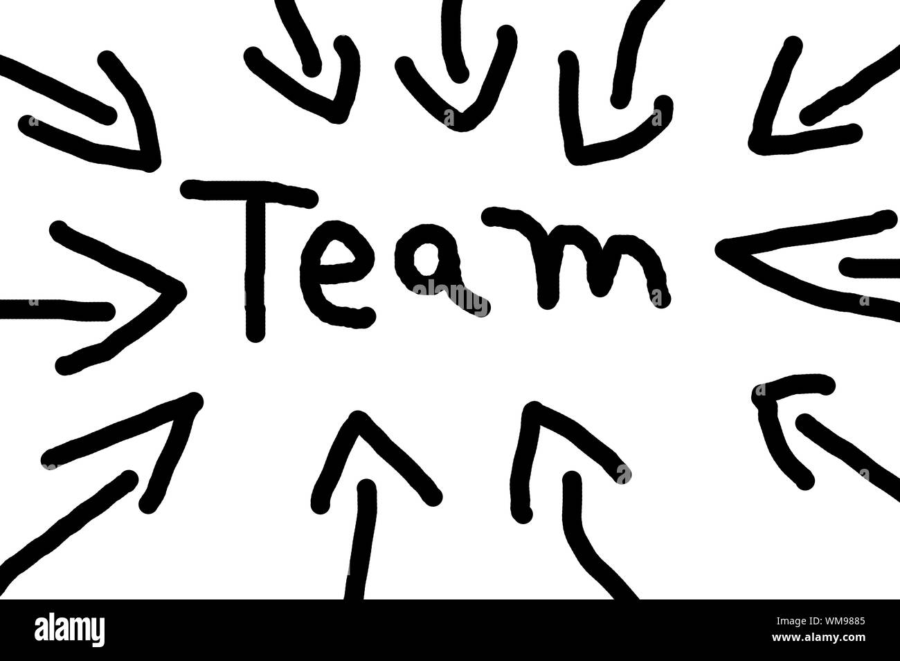 word team and arrows showing teamwork concept Stock Photo - Alamy