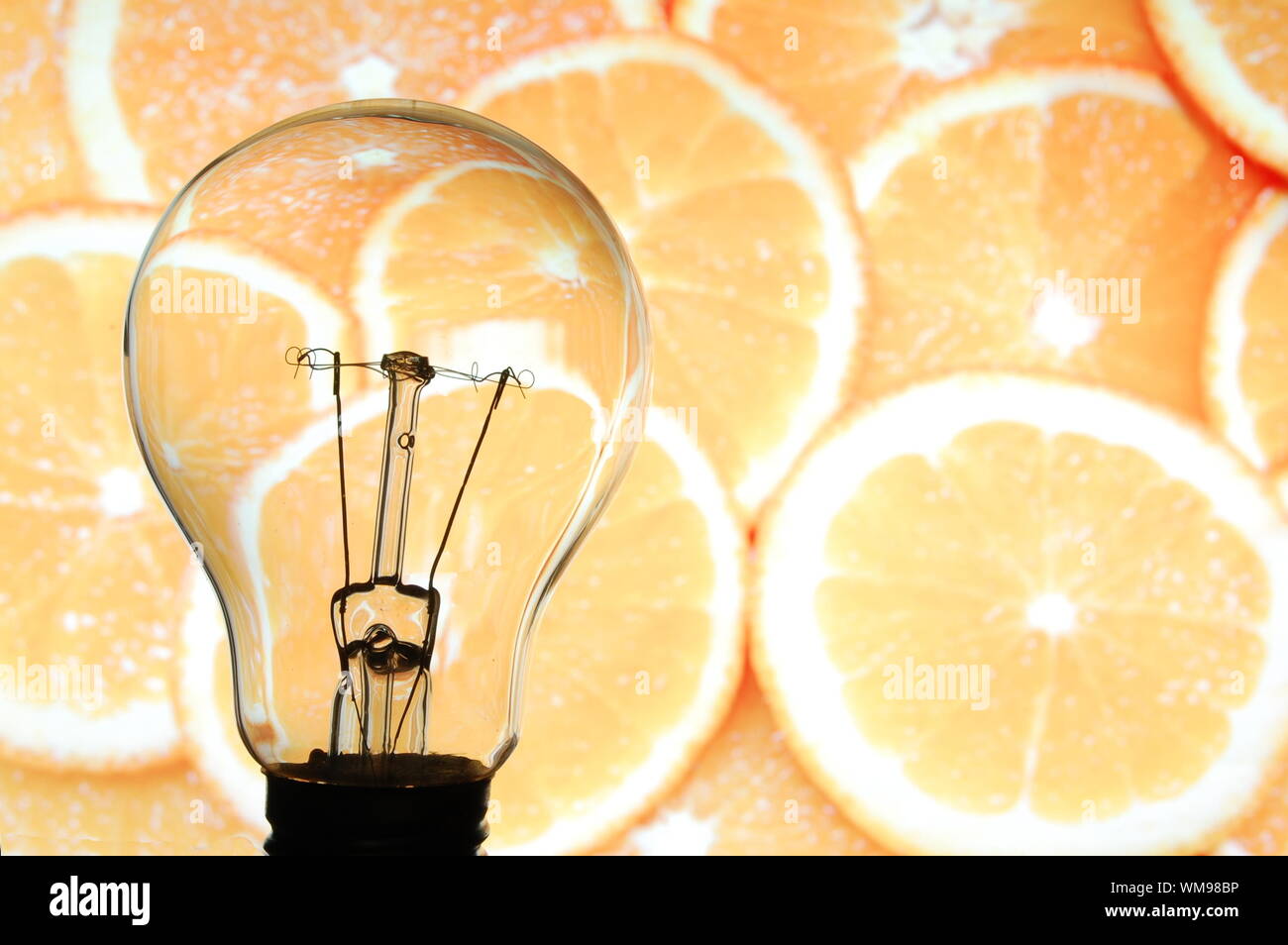 bulb and fruit showing concept of healthy food Stock Photo - Alamy